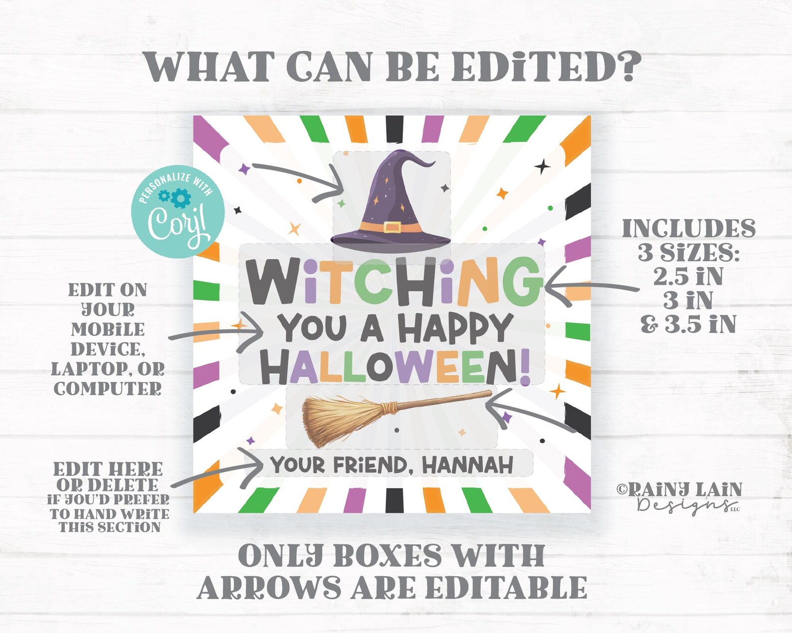 Editable Halloween Treat Tag, Witching You A Happy Halloween Gift ...
