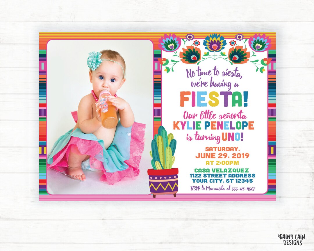 First Fiesta Invite With Photo, First Fiesta Invitations, Mexican ...