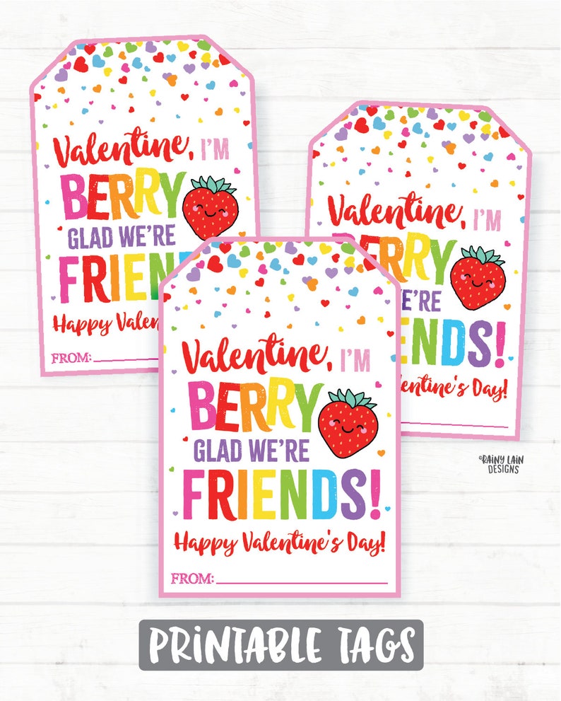 Berry Glad We're Friends Valentine Fruit Snacks Fruit | Etsy