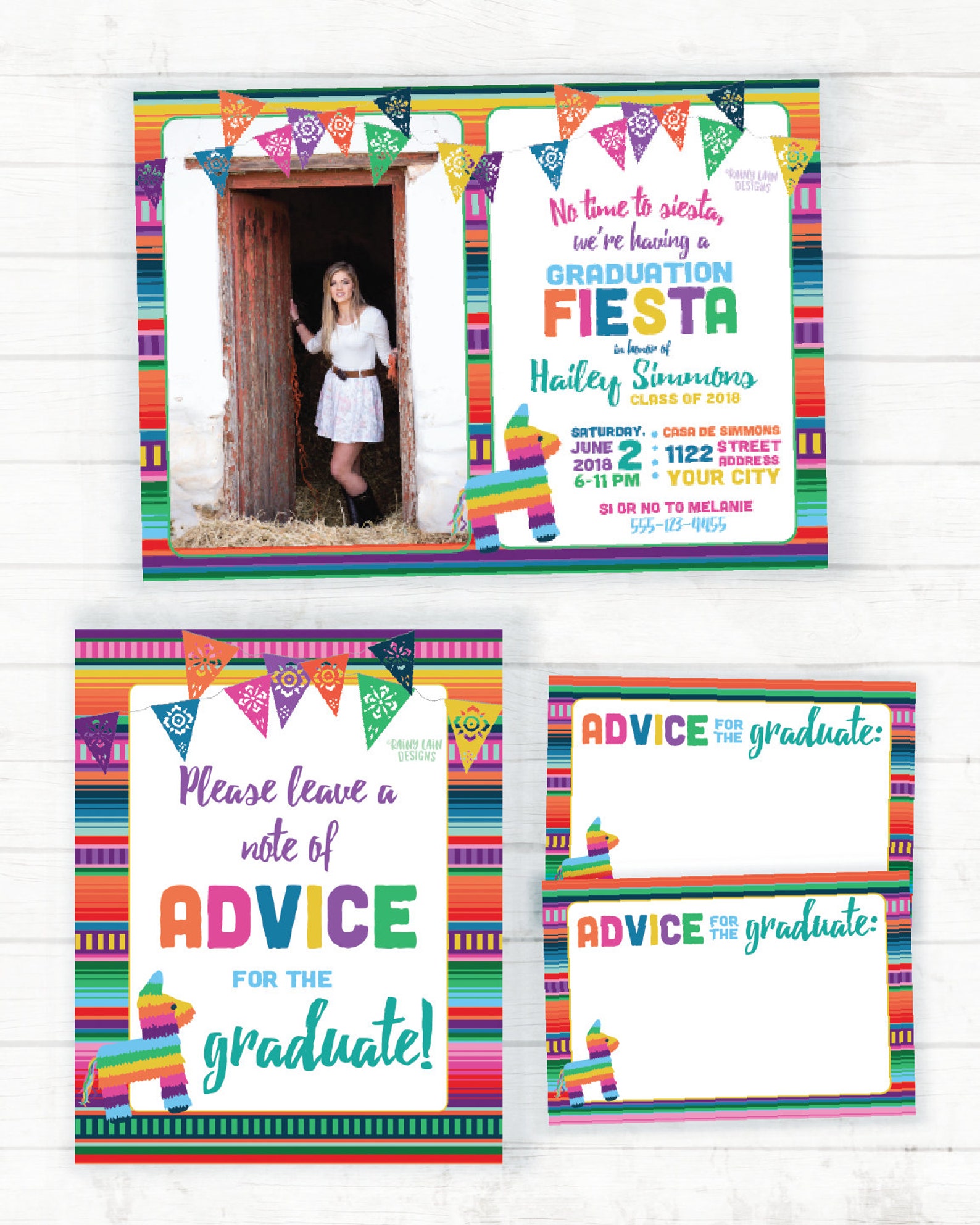 Graduation Fiesta Invitation With Photo Printable Fiesta - Etsy