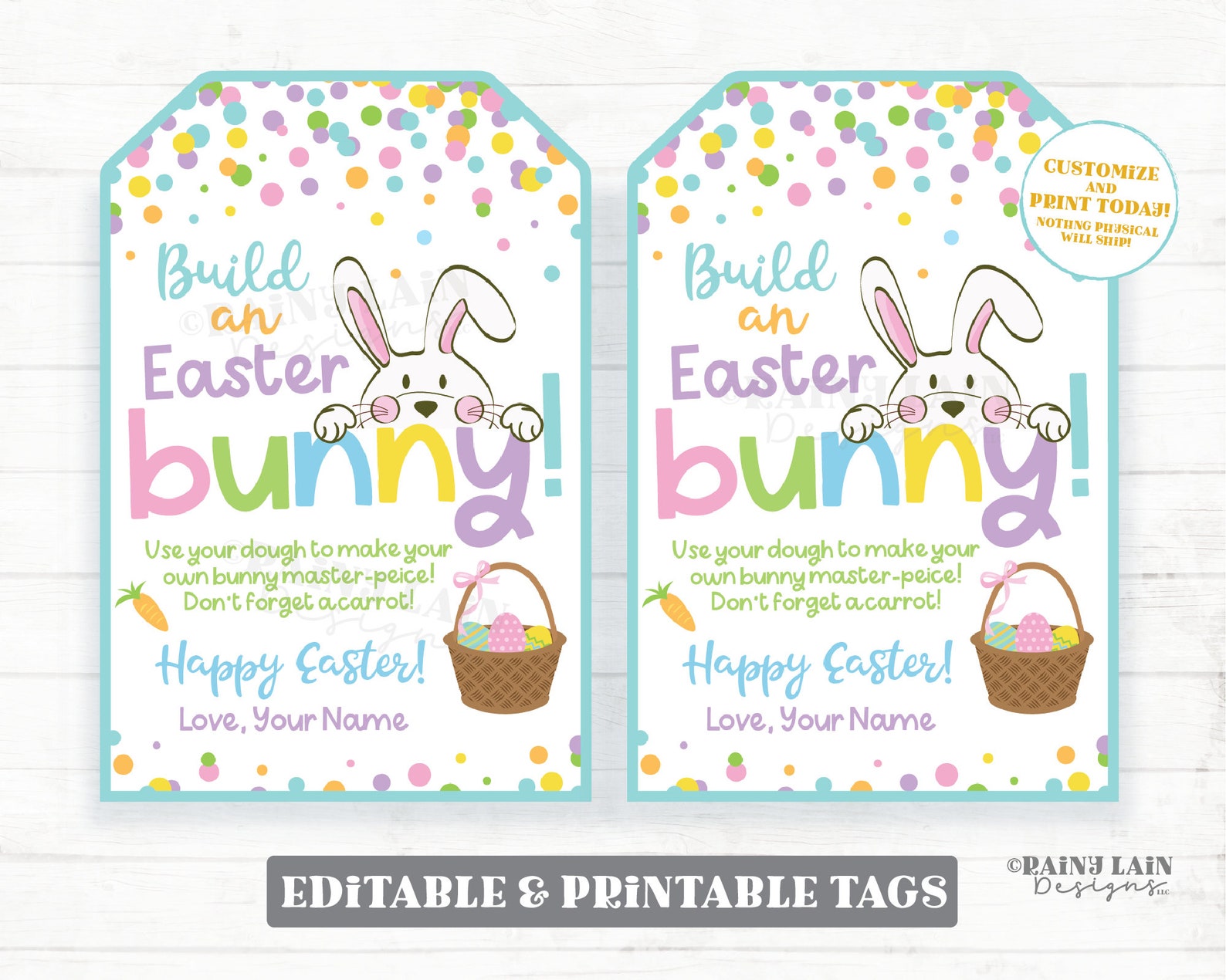 Create Your Own Easter Bunny Tag Build Make Play Dough Gift Doh Spring ...