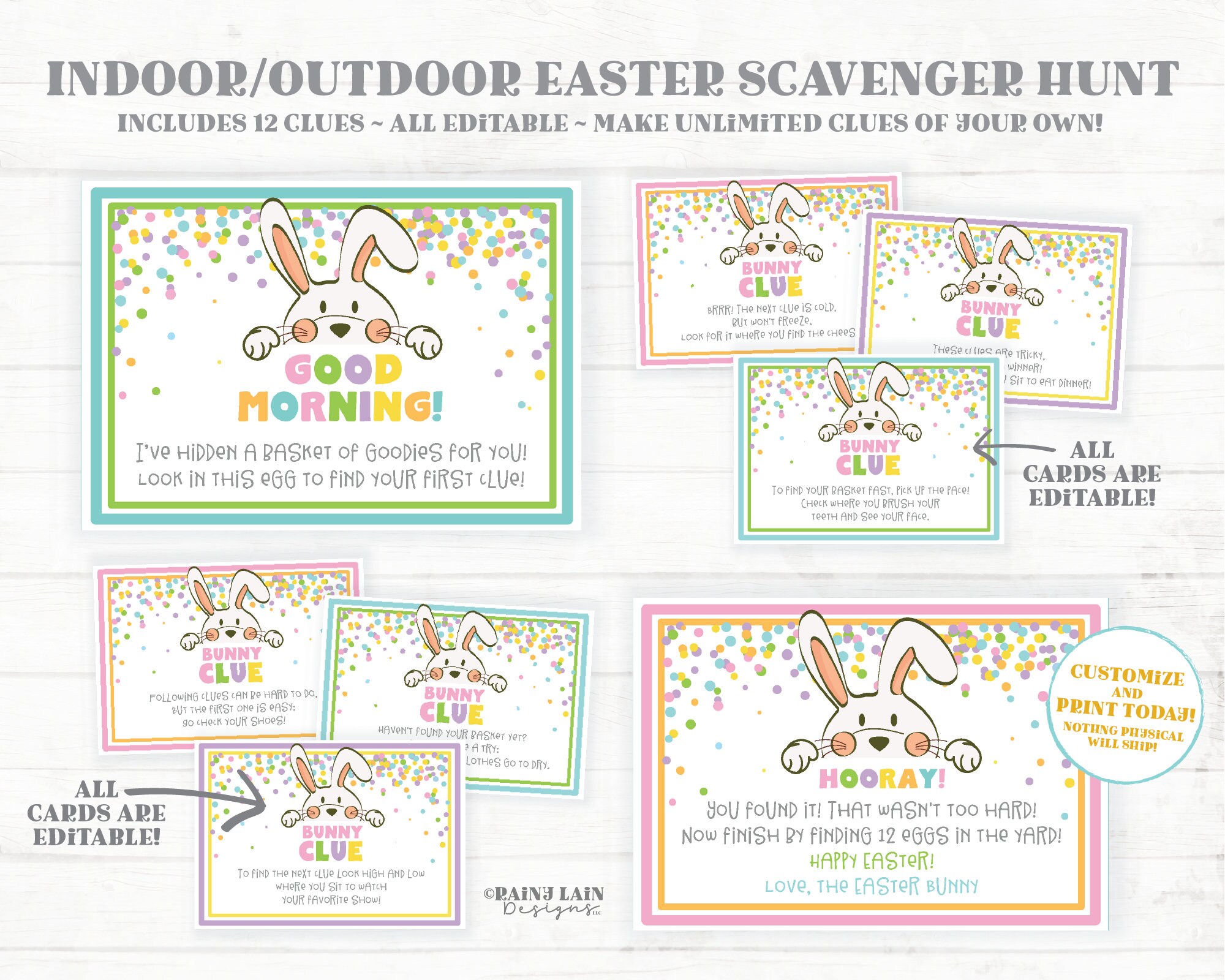 Editable Easter Scavenger Hunt, Printable Bunny Clues, Digital Download ...