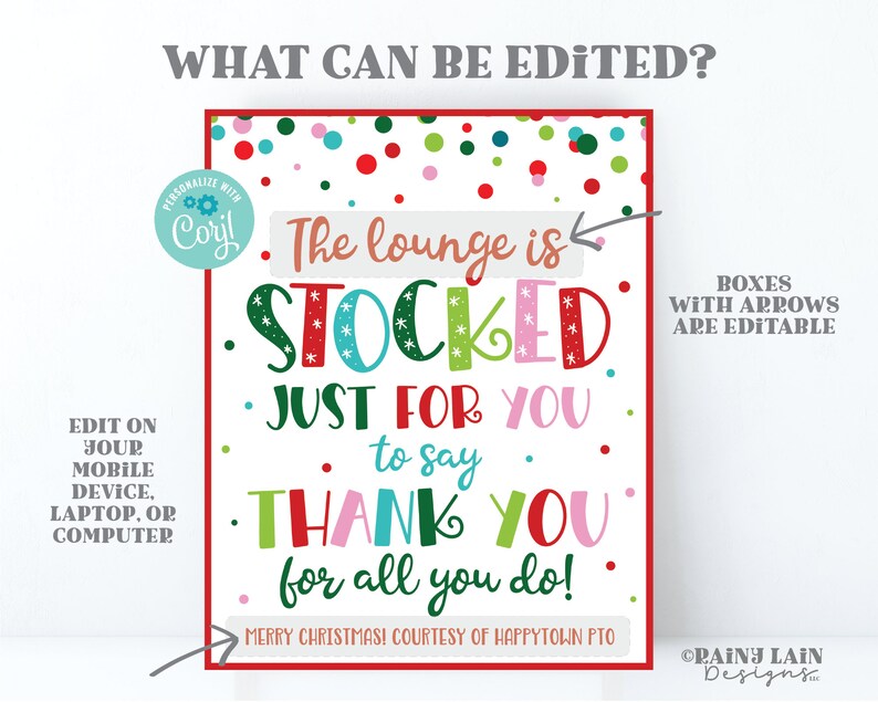 Christmas Teachers Lounge Sign Lounge Stocked Refrigerator Stocked ...