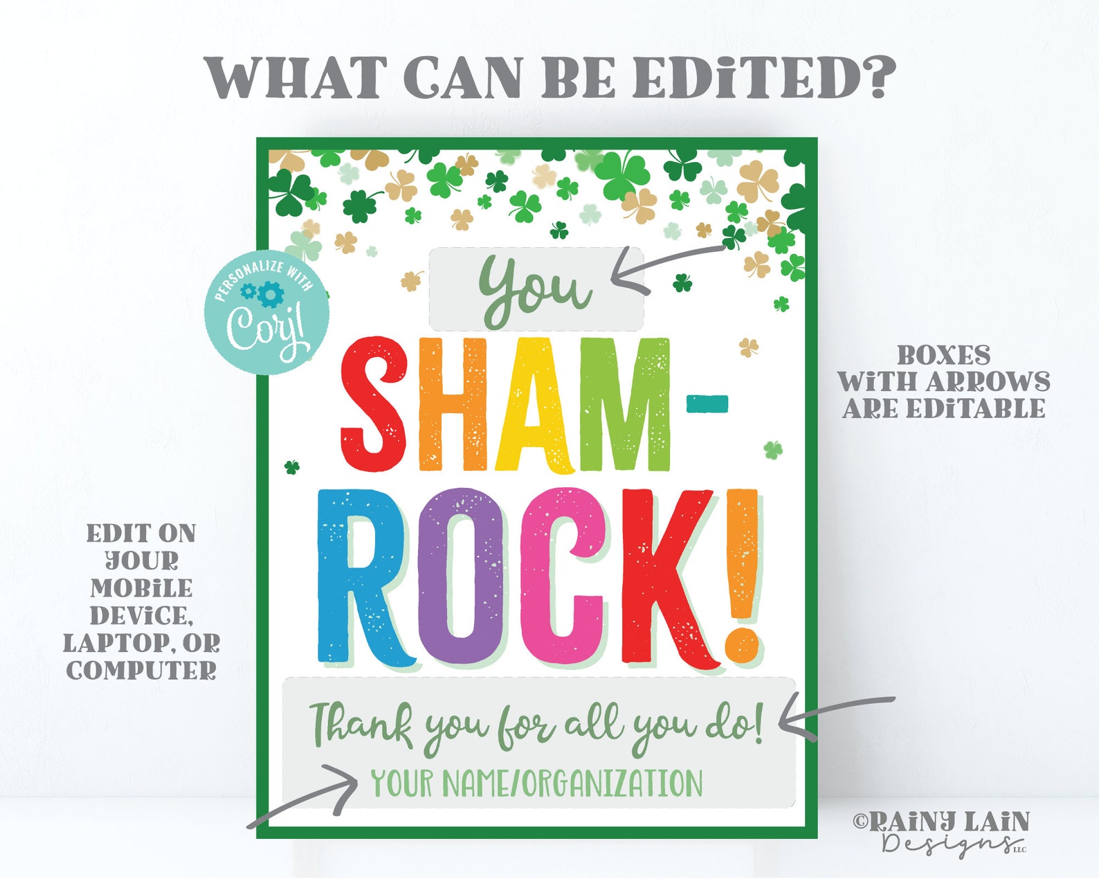 You Sham-rock St Patrick's Day Sign Thank You for All You Do St Patty's ...