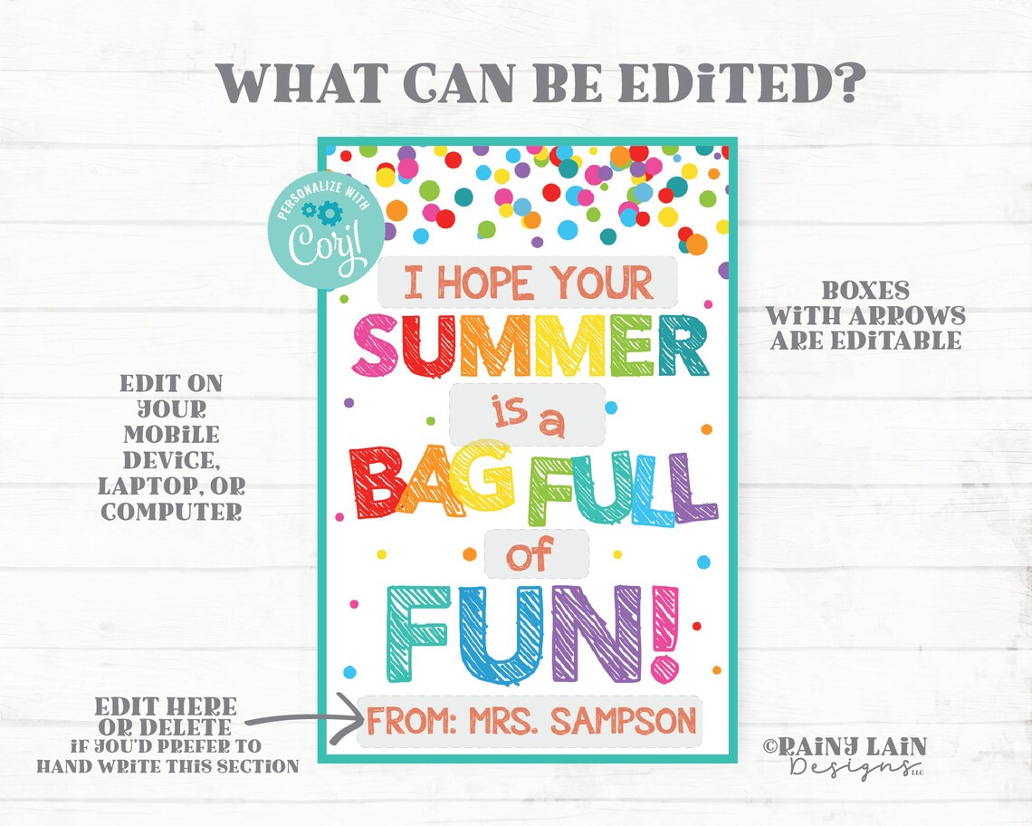 Hope Your Summer is Bag Full of Fun Tag End of School Year Summer ...