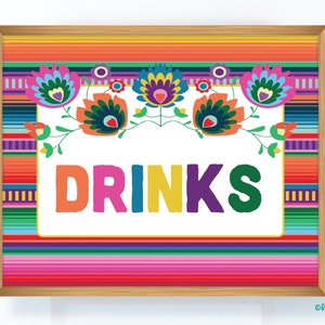Fiesta Drinks Sign, Drinks Fiesta Sign, Fiesta Signs, Mexican Fiesta ...