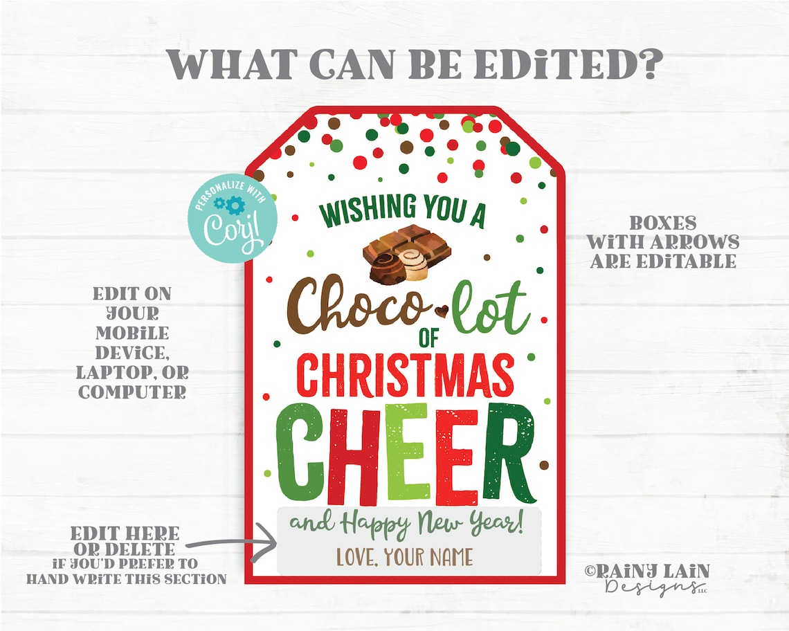 Christmas Chocolate Thank You Tag Holiday Appreciation Gift - Etsy