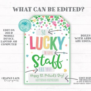 Lucky to Have Staff Like You St Patrick's Day Employee Gift Tag ...