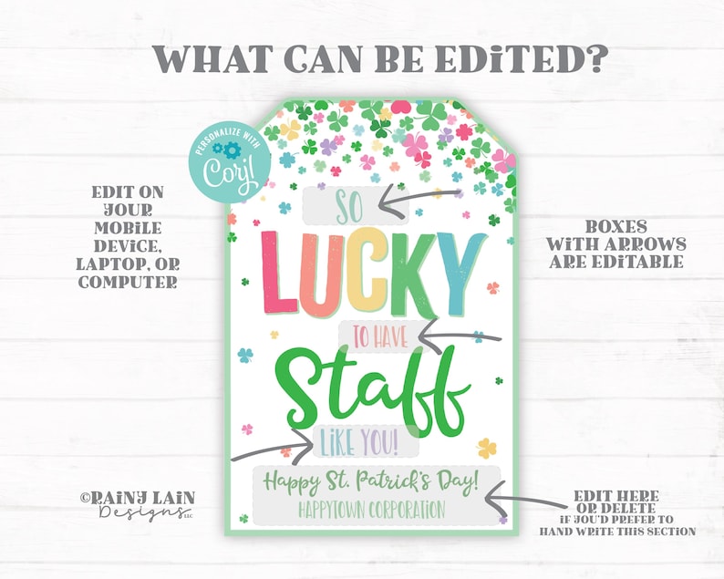 Lucky to Have Staff Like You St Patrick's Day Employee Gift Tag ...