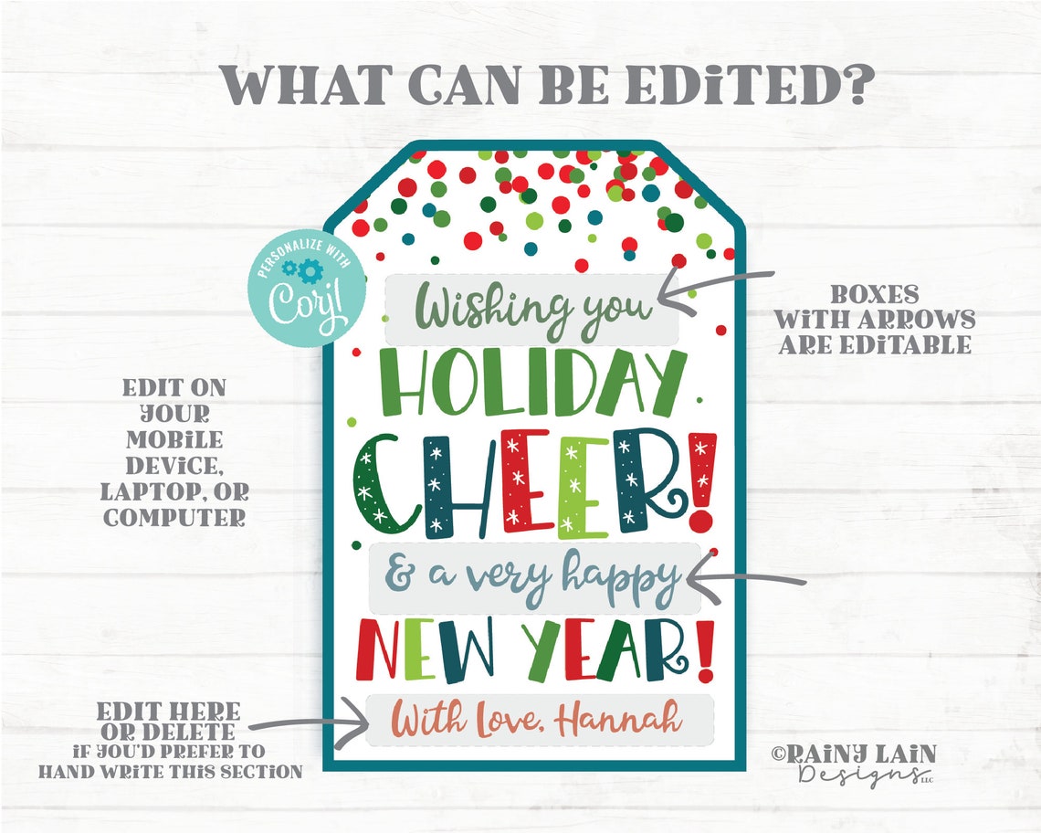 Wishing You Holiday Cheer and a Happy New Year Holiday Gift Tag ...