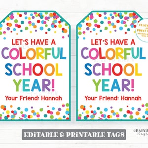 Colorful School Year Gift Tag, Back to School, Crayons, Markers, Paint ...