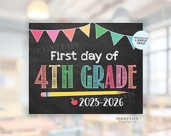 First Day of 4th Grade Sign - First Day of School Sign 2025 - 4th Grade ...