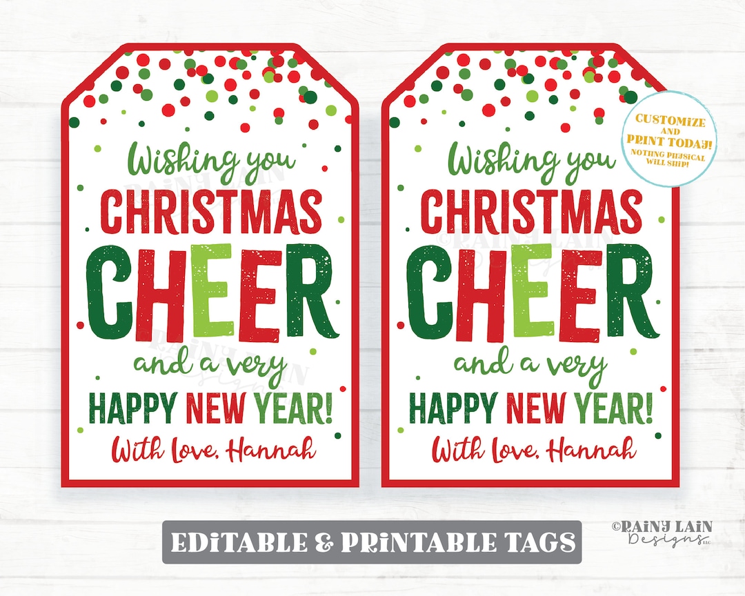 Wishing You Christmas Cheer and a Happy New Year Christmas Gift Tag ...