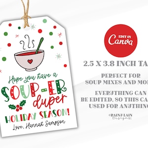 Christmas Soup Gift Tag, Soup-er Duper Holiday, Editable Soup Mix Tag ...
