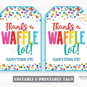 Waffle Gift Tag, Thanks a Waffle, We Appreciate You, Appreciation Gift ...