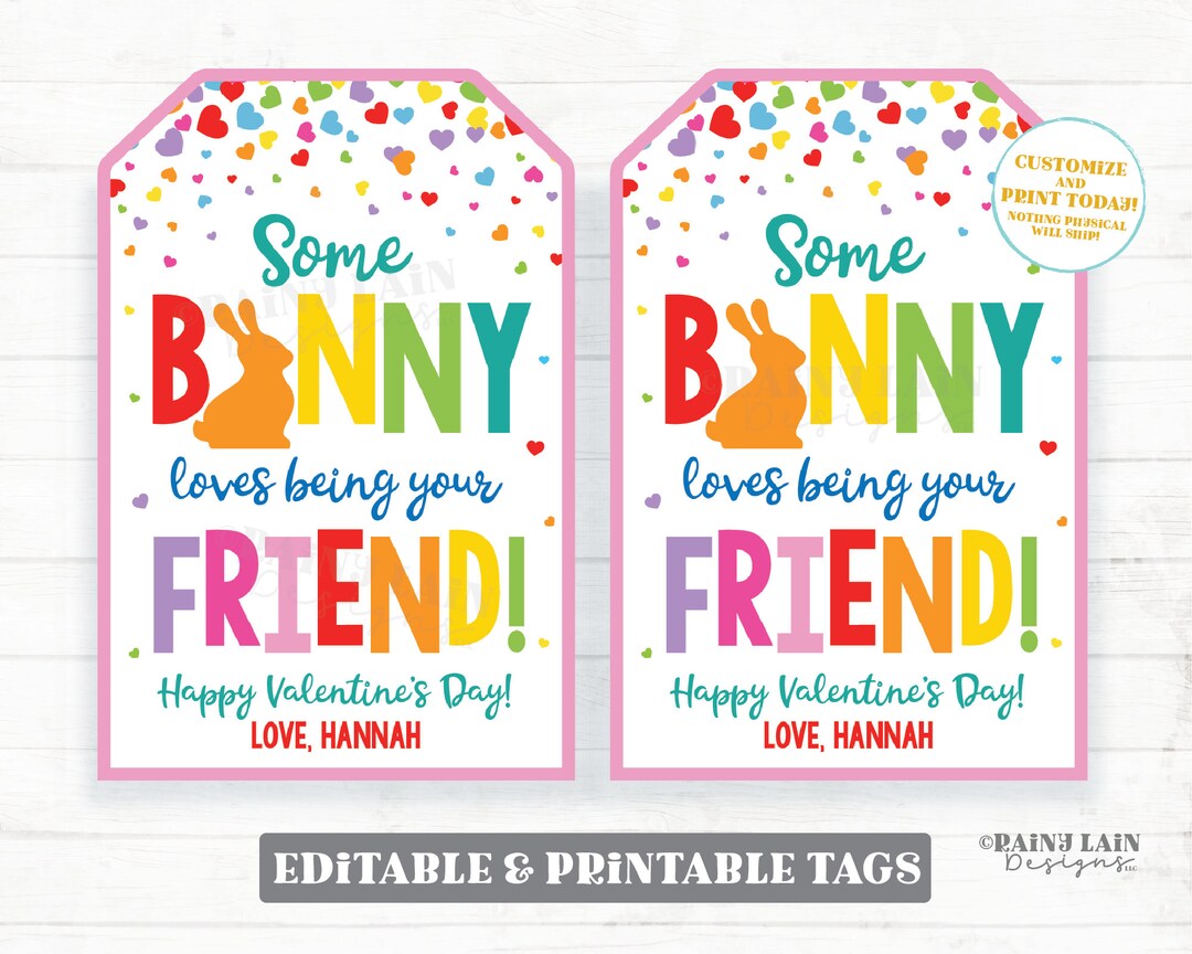 Bunny Crackers Valentine Tag, Some Bunny Loves Being Your Friend Cheese ...