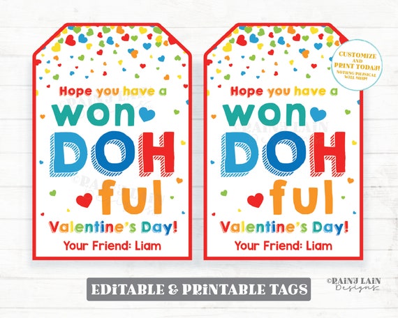 Wondohful Valentine's Day Tag Play Dough Valentine | Etsy