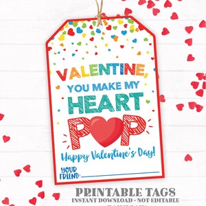 You Make My Heart Pop Valentine Pop Valentine Tag Lollipop, Popcorn ...
