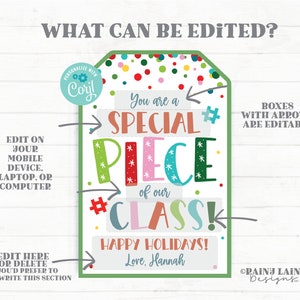 Special Piece of Our Class Tag Holiday Building Block Puzzle Classmate ...