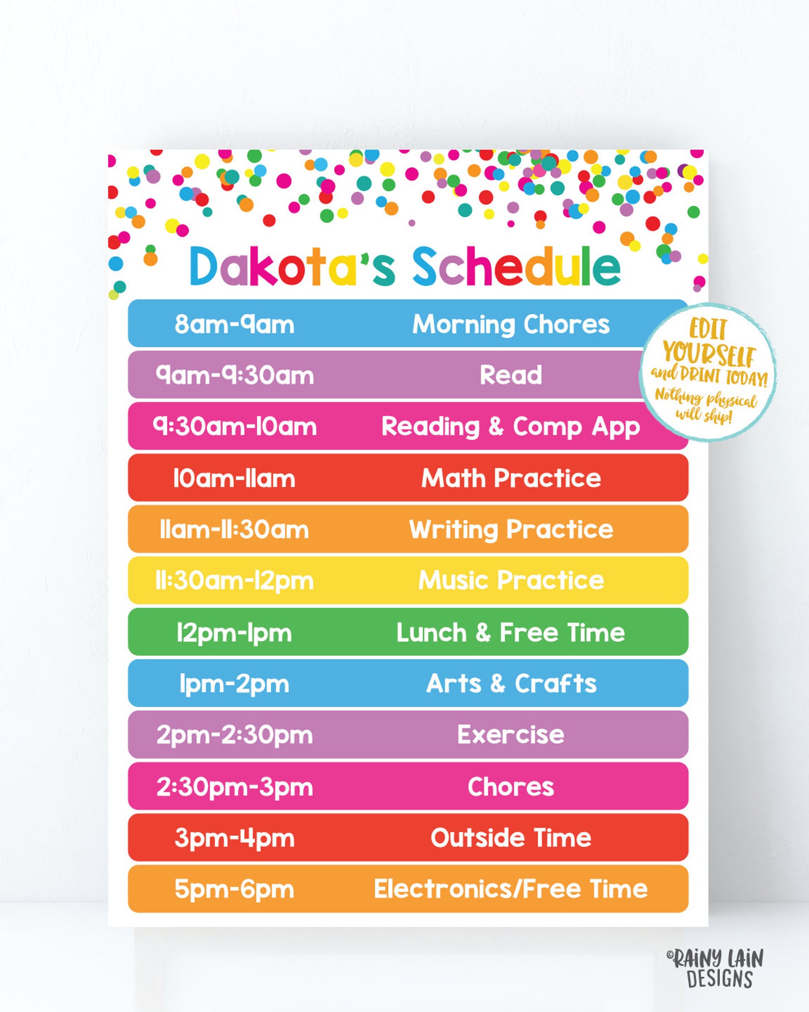 Kids Home School Schedule Printable Editable Daily Schedule - Etsy