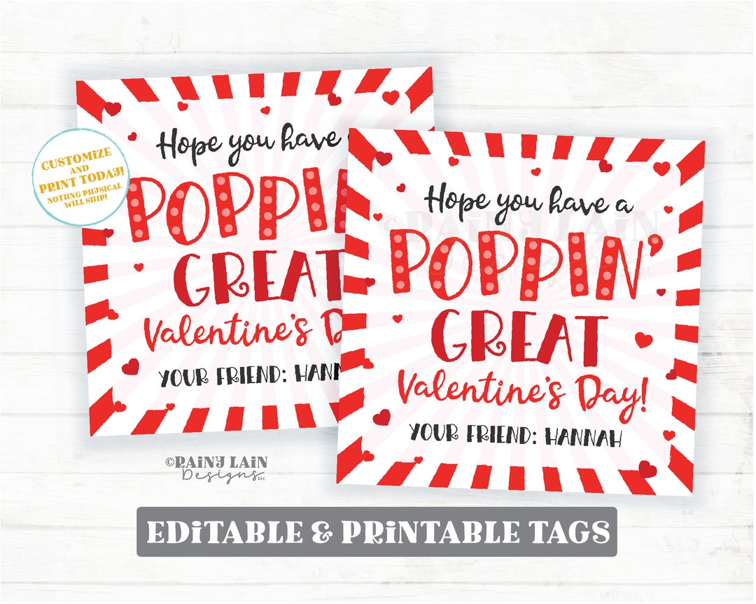 Poppin Great Valentines Day, Pop Bracelet Gift Tag, Fidget Toy ...