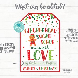Gingerbread Sugar Scrub Tag Homemade Body Scrub Christmas Gift Tag ...