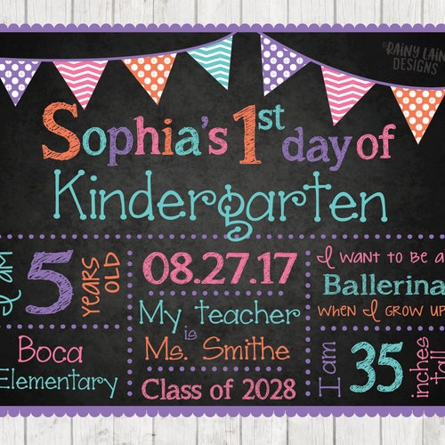 Pink Preschool Chalkboard First Day of School Chalkboard - Etsy