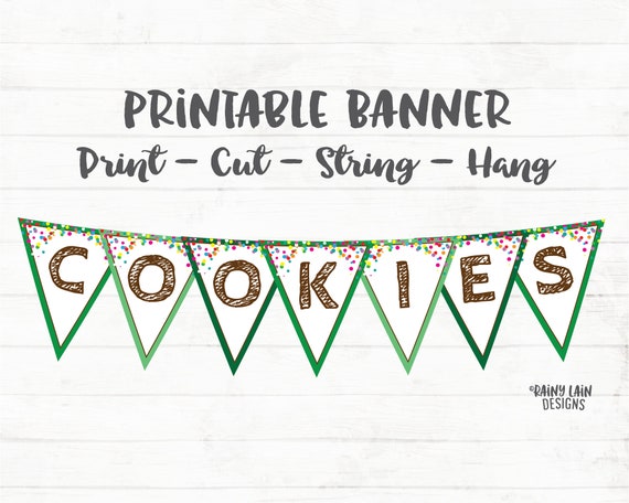 Cookies Printable Banner Cookie Banner Cookie Printable | Etsy