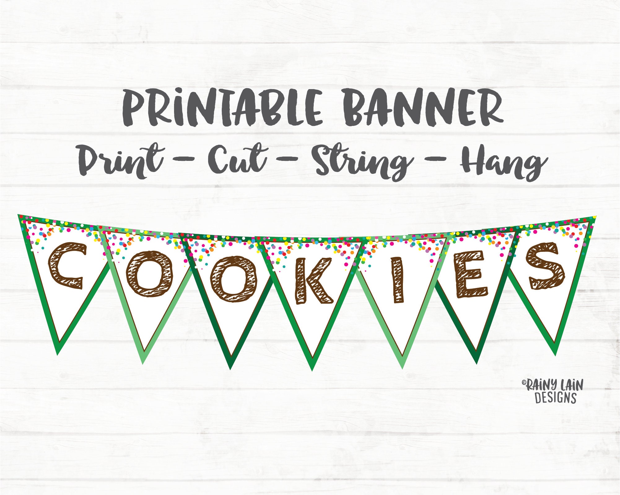 Cookies Printable Banner Cookie Banner Cookie Printable | Etsy