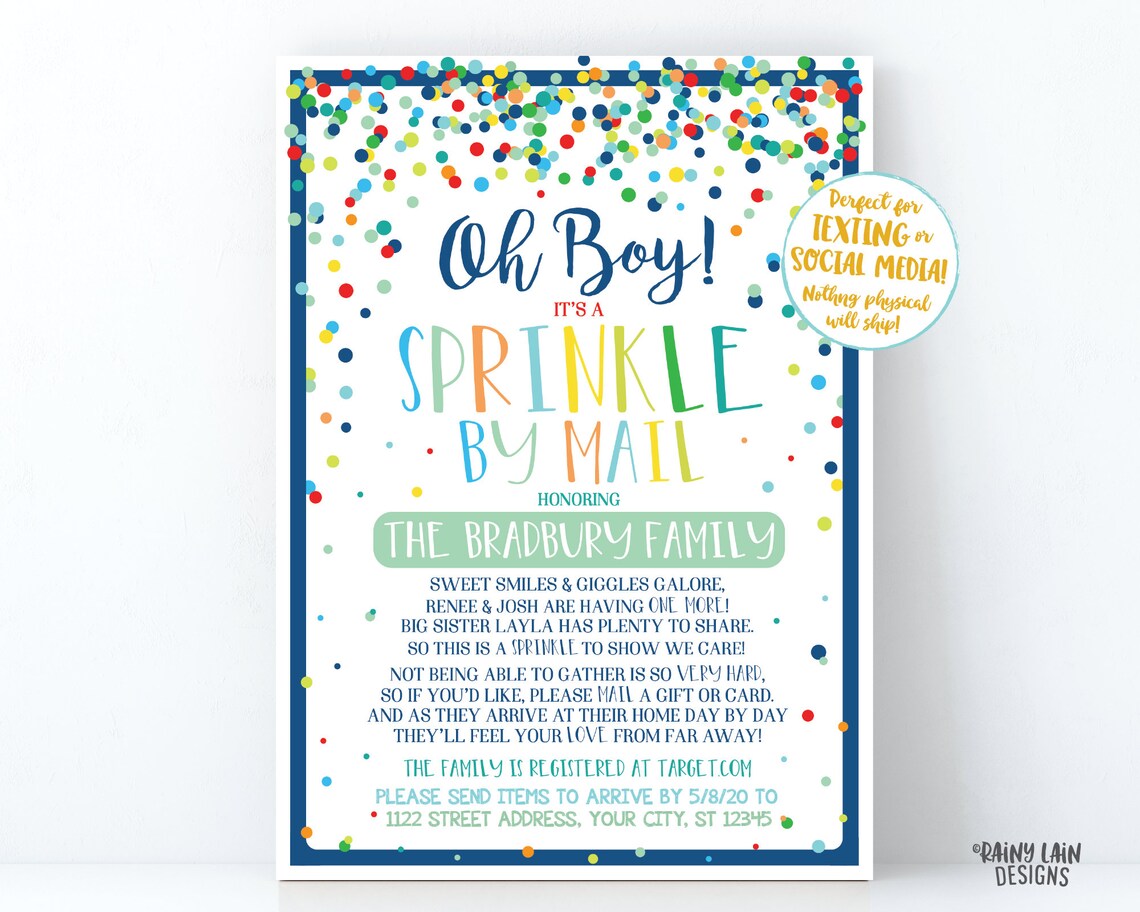 Baby Sprinkle by Mail Invitation Boy Baby Sprinkle Invite Boy | Etsy