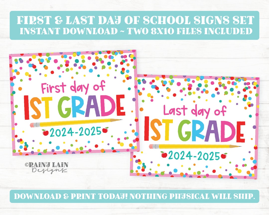 Buy First and Last Day of 1st Grade Sign Set 1st Day of First Grade ...