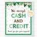 We Accept Cash and Credit Cards Sign, Cookie Booth Printable, Cookie ...