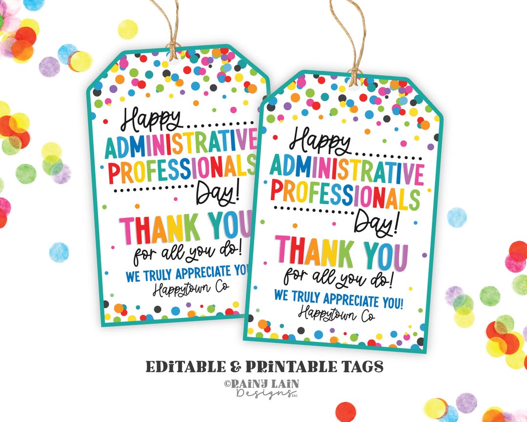 Happy Administrative Professionals Day Gift Tag, Office Staff ...