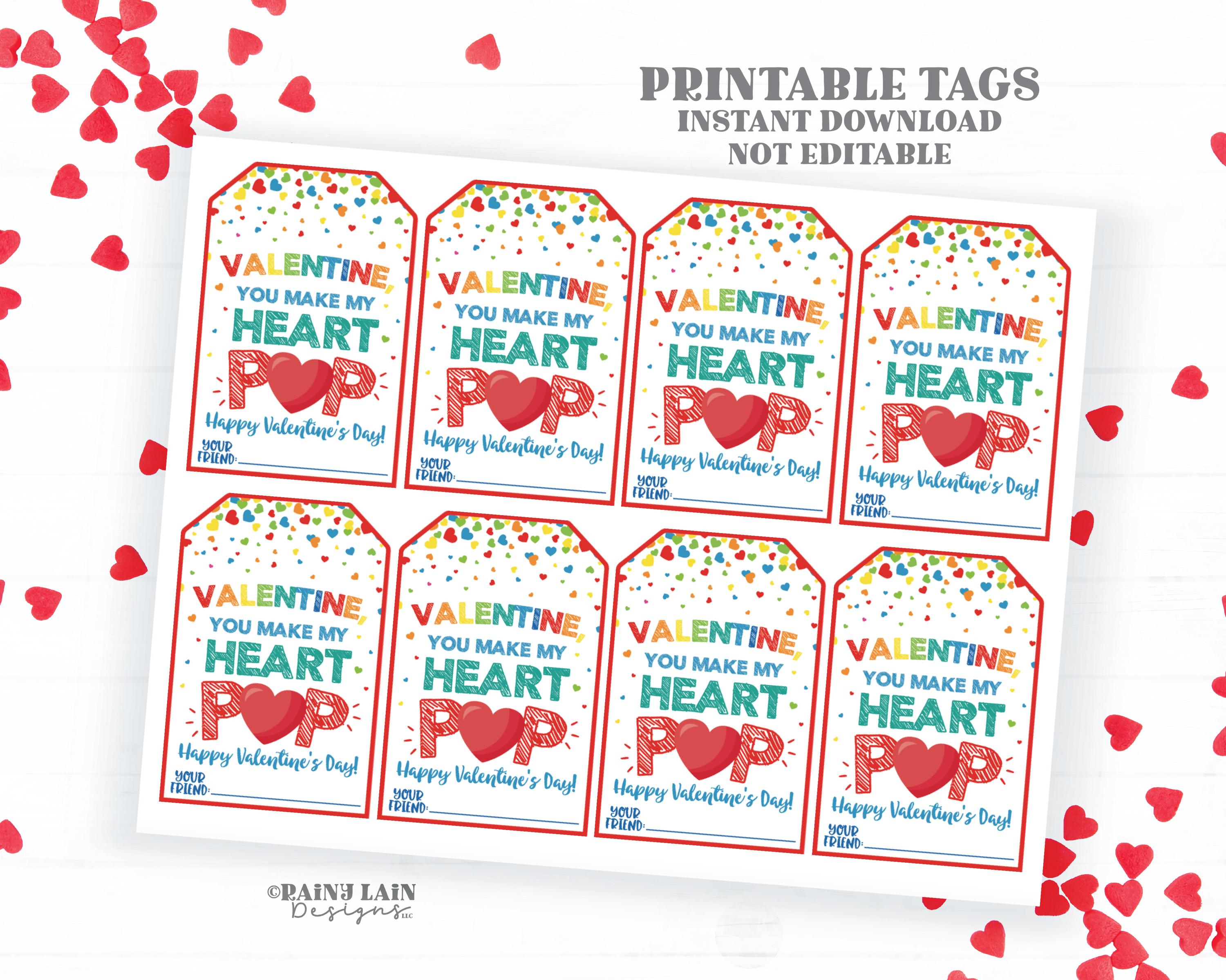 You Make My Heart Pop Valentine Pop Valentine Tag Lollipop, Popcorn ...