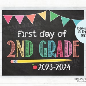 First Day of 2nd Grade Sign Girl Printable First Day of School Sign ...