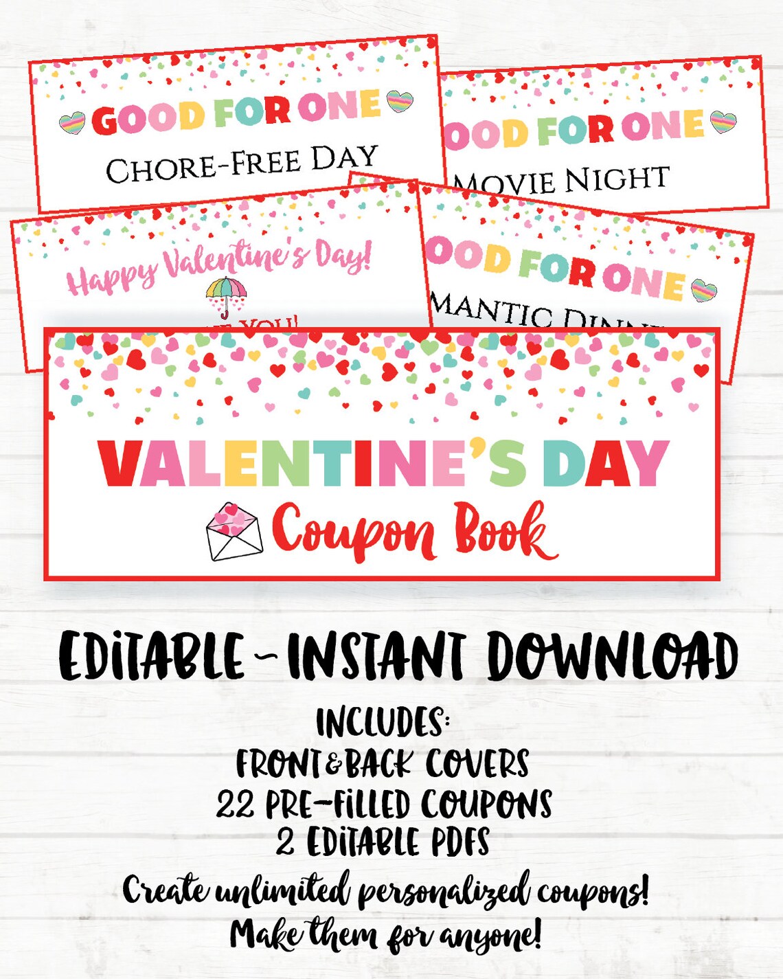 Valentine's Day Coupon Book Printable Valentine Coupons | Etsy