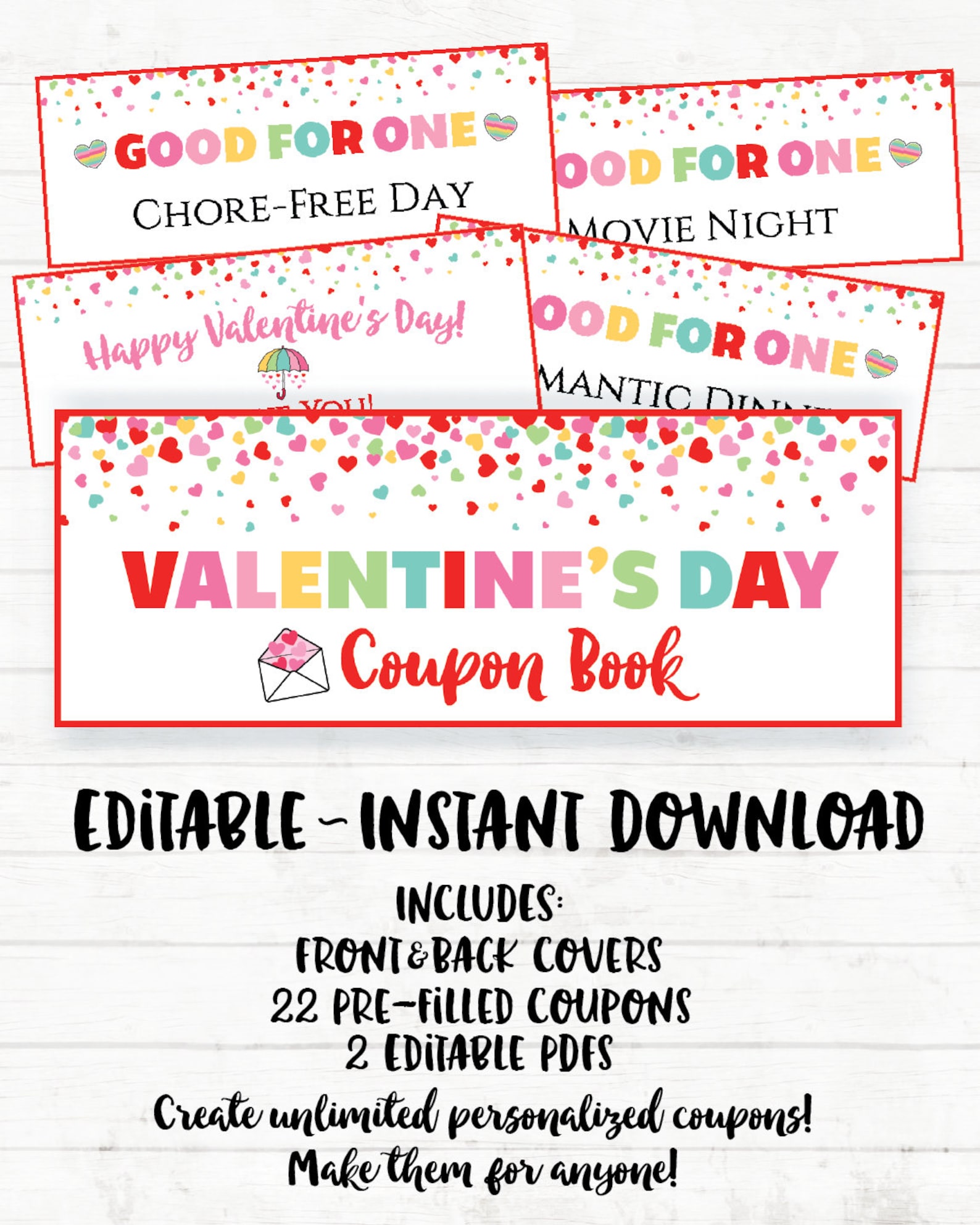 Valentine's Day Coupon Book Printable Valentine Coupons | Etsy