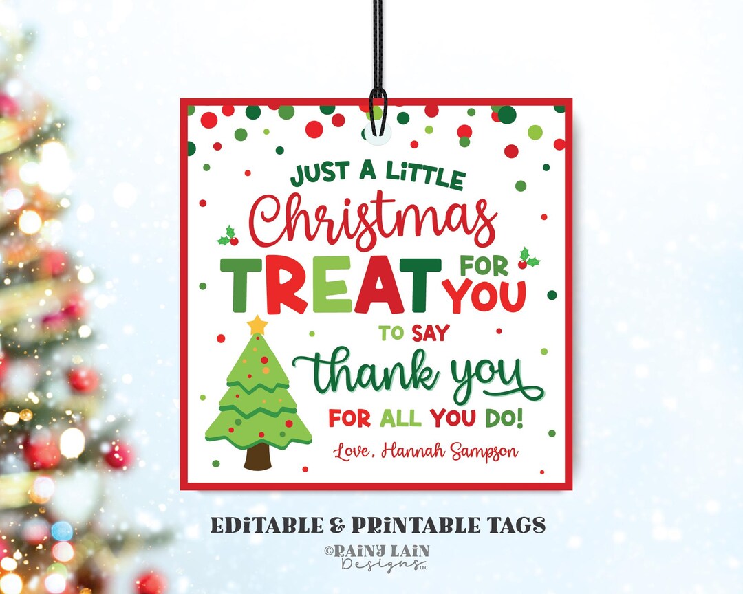 Christmas Treat Tag, Holiday Thank You Gift, Teacher Appreciation ...