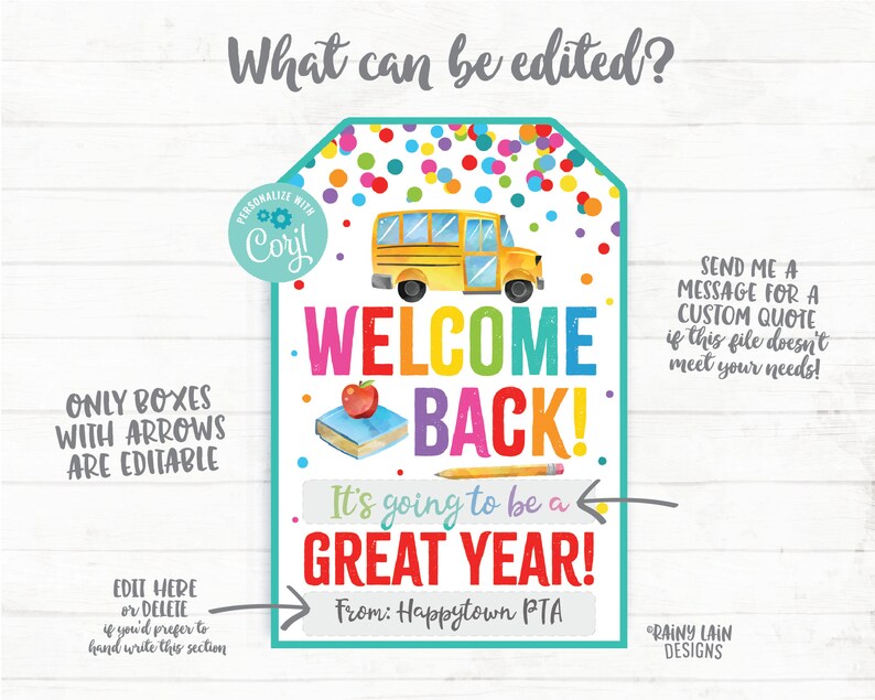 Welcome Back to School Tags Happy First Day of School Tags - Etsy