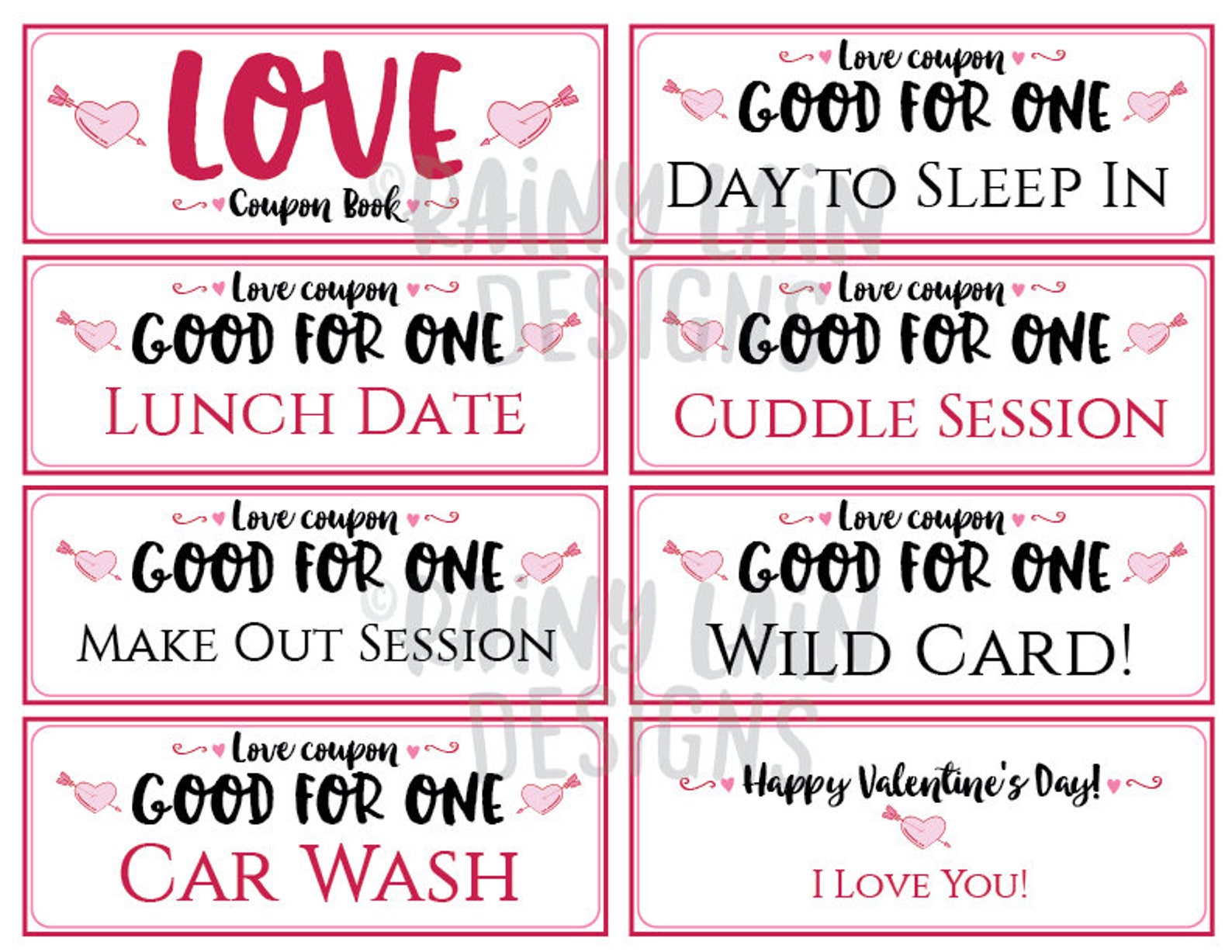Valentine Printable Coupons Valentines Day Coupon Book - Etsy