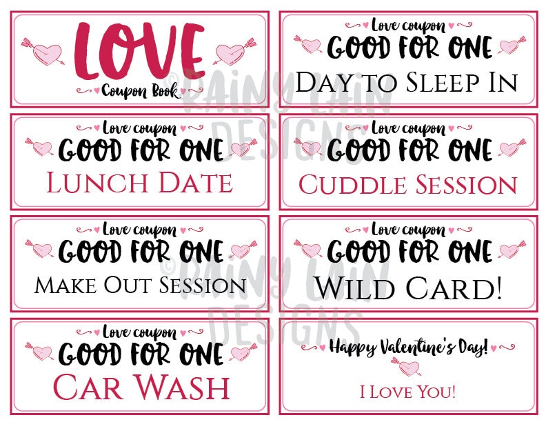Valentine Printable Coupons Valentines Day Coupon Book | Etsy