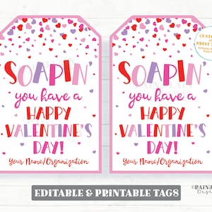 Soap Valentine, Editable Soapin' Happy Valentine's Day Tag, Dish Hand ...