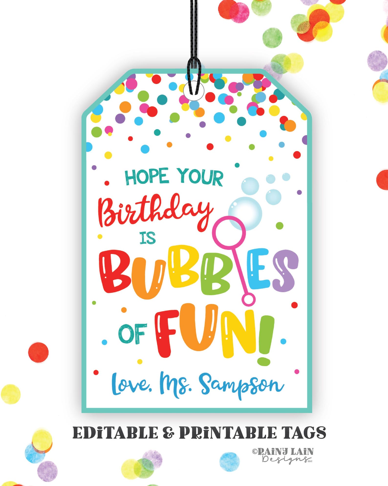 Hope Your Birthday is Bubbles of Fun Tag Bubbles Birthday Party Favor ...