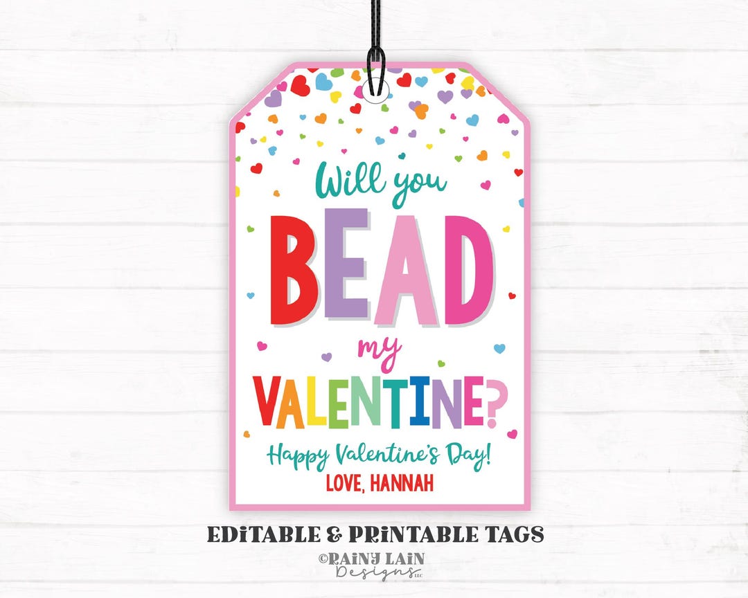 Will You Bead My Valentine Tag, Friendship Bracelet, Necklace ...