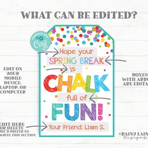 Chalk Gift Tags Spring Break is Chalk Full of Fun Easter Preschool to ...