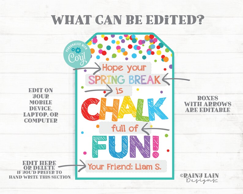 Chalk Gift Tags Spring Break is Chalk Full of Fun Easter Preschool to ...