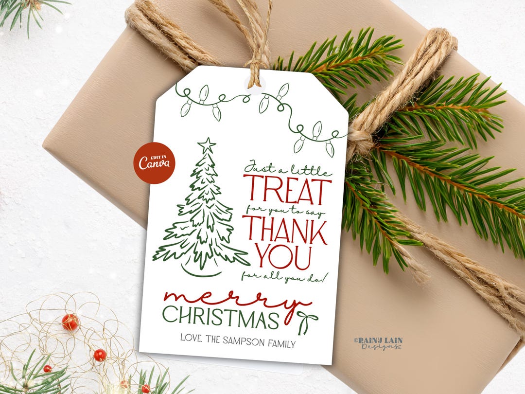 Holiday Employee Appreciation Tag, Hand Drawn Christmas Gift Tag ...