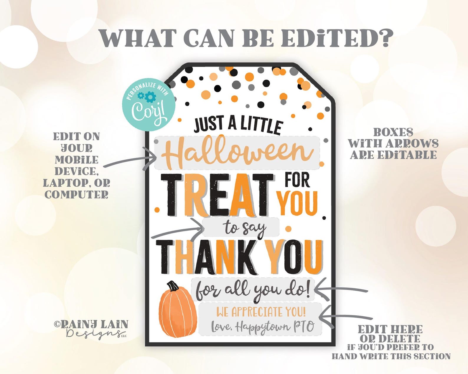 Halloween Treat for You to Say Thank You for All You Do Halloween Tag ...
