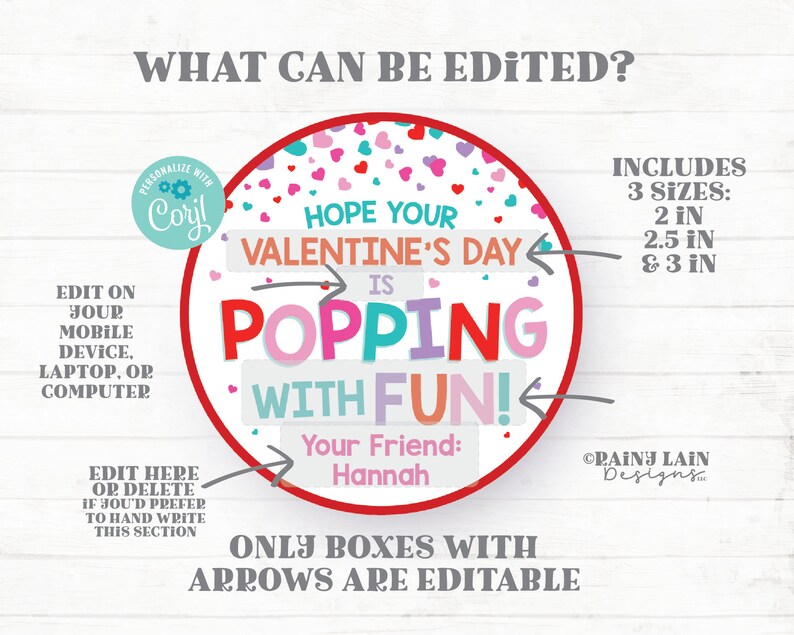 Popping With Fun Tag, Valentine Pop Fidget Toy Pop Popcorn Gift Tag ...