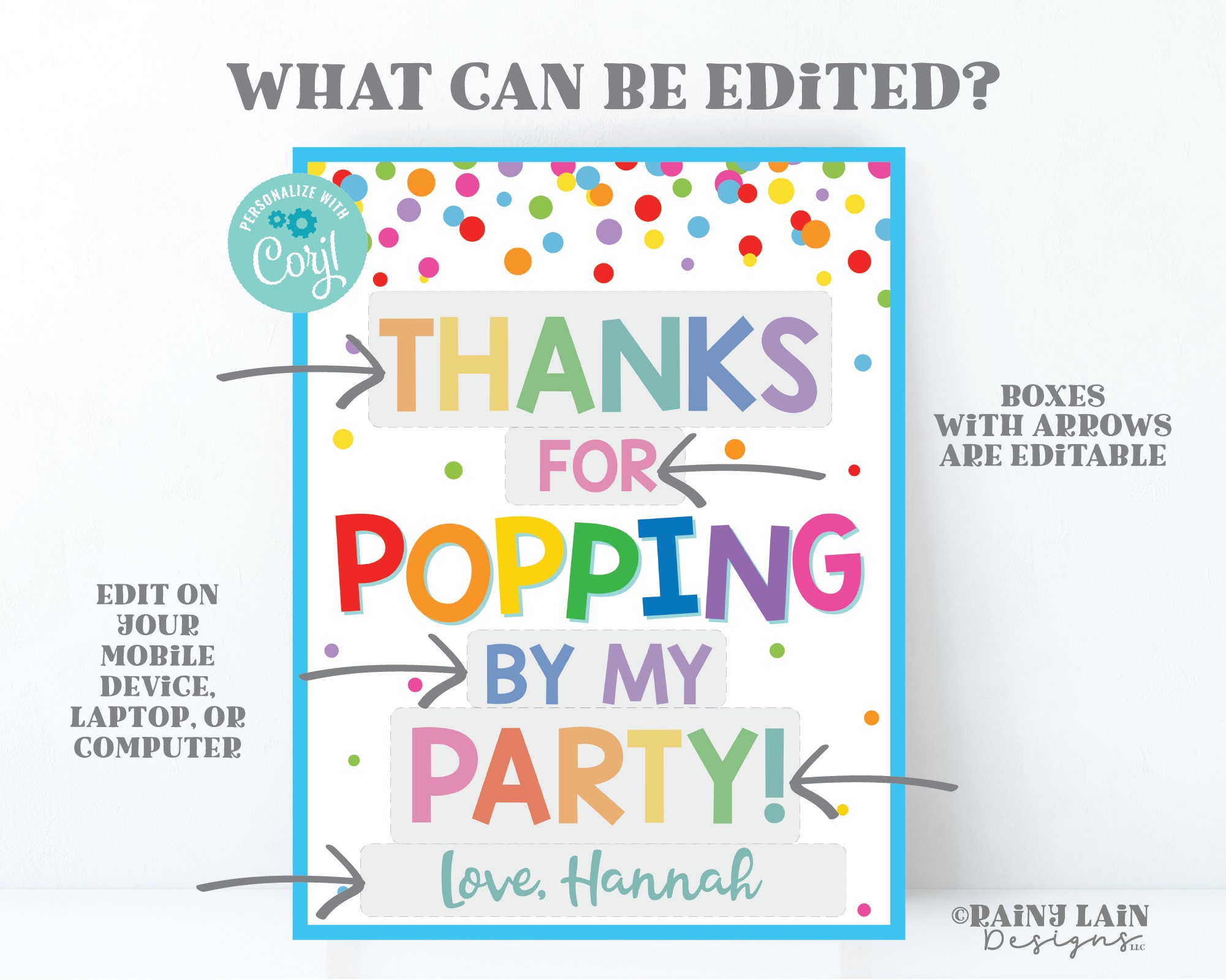 Thanks for Popping by My Party Sign, Birthday Favor Table Sign, Pop ...
